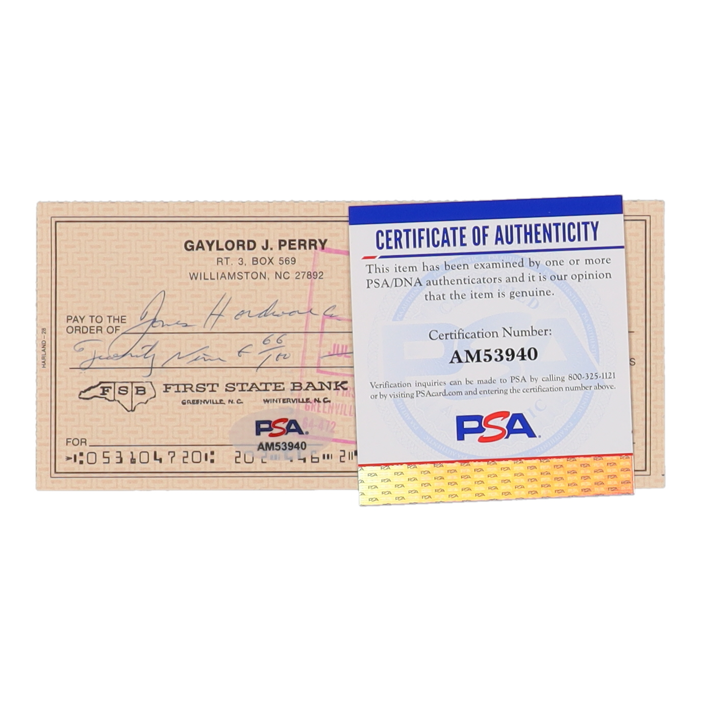 Gaylord Perry Signed 1981 Personal Check (PSA) | Pristine Auction