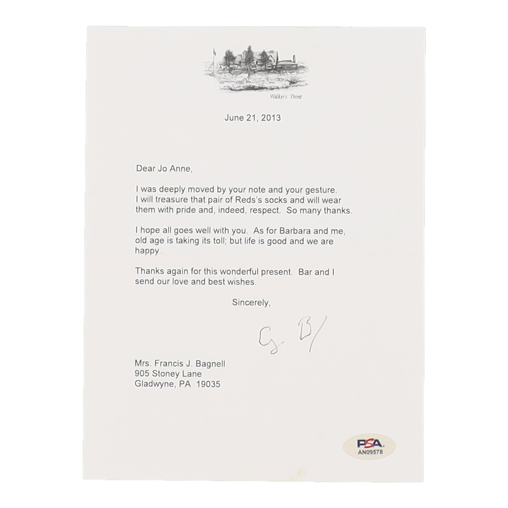 George H.W. Bush Signed 2013 Letter on Walker's Point Stationary (PSA ...