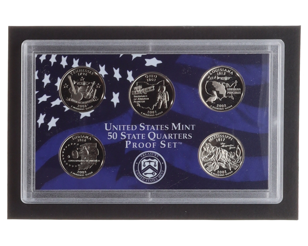 2002-S United States 50 State Quarters Mint Proof Set with (10) Coins ...