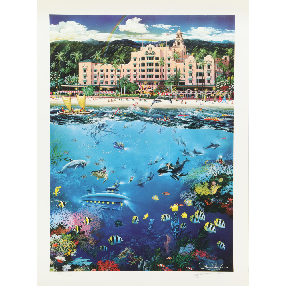 Alexander Chen Signed "Waikiki Beach" Limited Edition Lithograph (PA ...