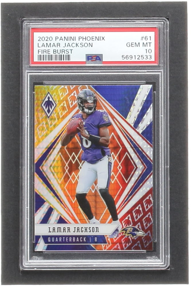 Lamar Jackson 2020 Panini Phoenix Fire Burst #61 (PSA 10) | Pristine ...