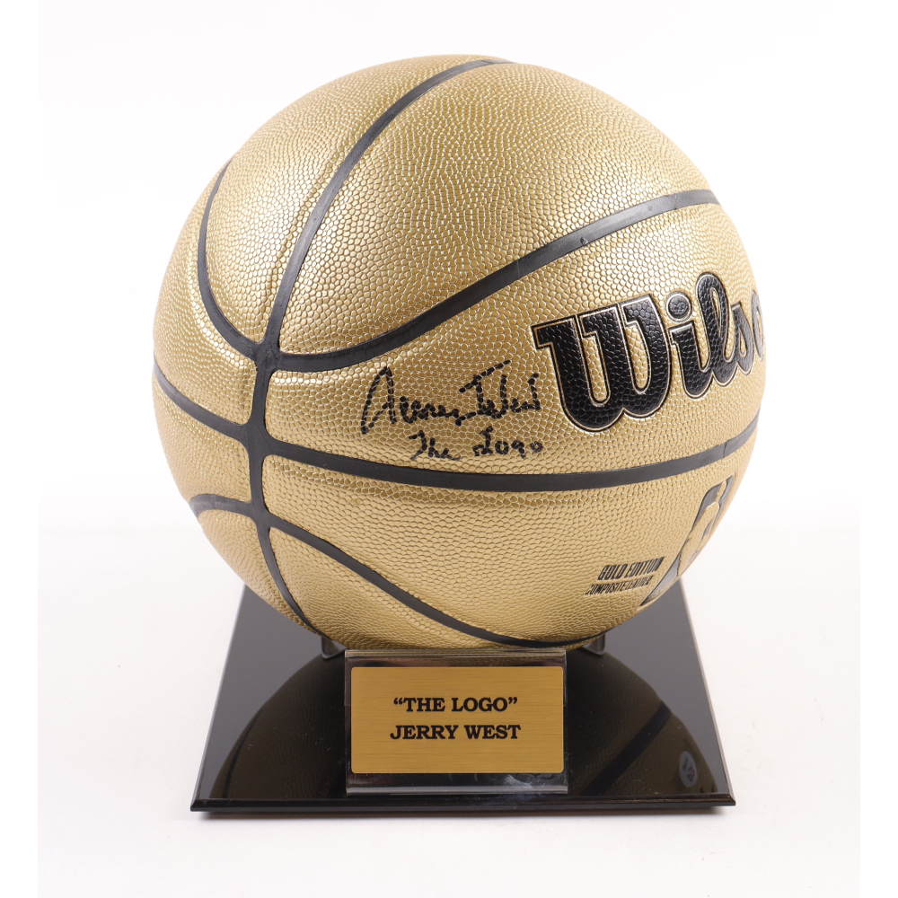 Jerry West Signed NBA Basketball Inscribed "The Logo" with New Acrylic ...