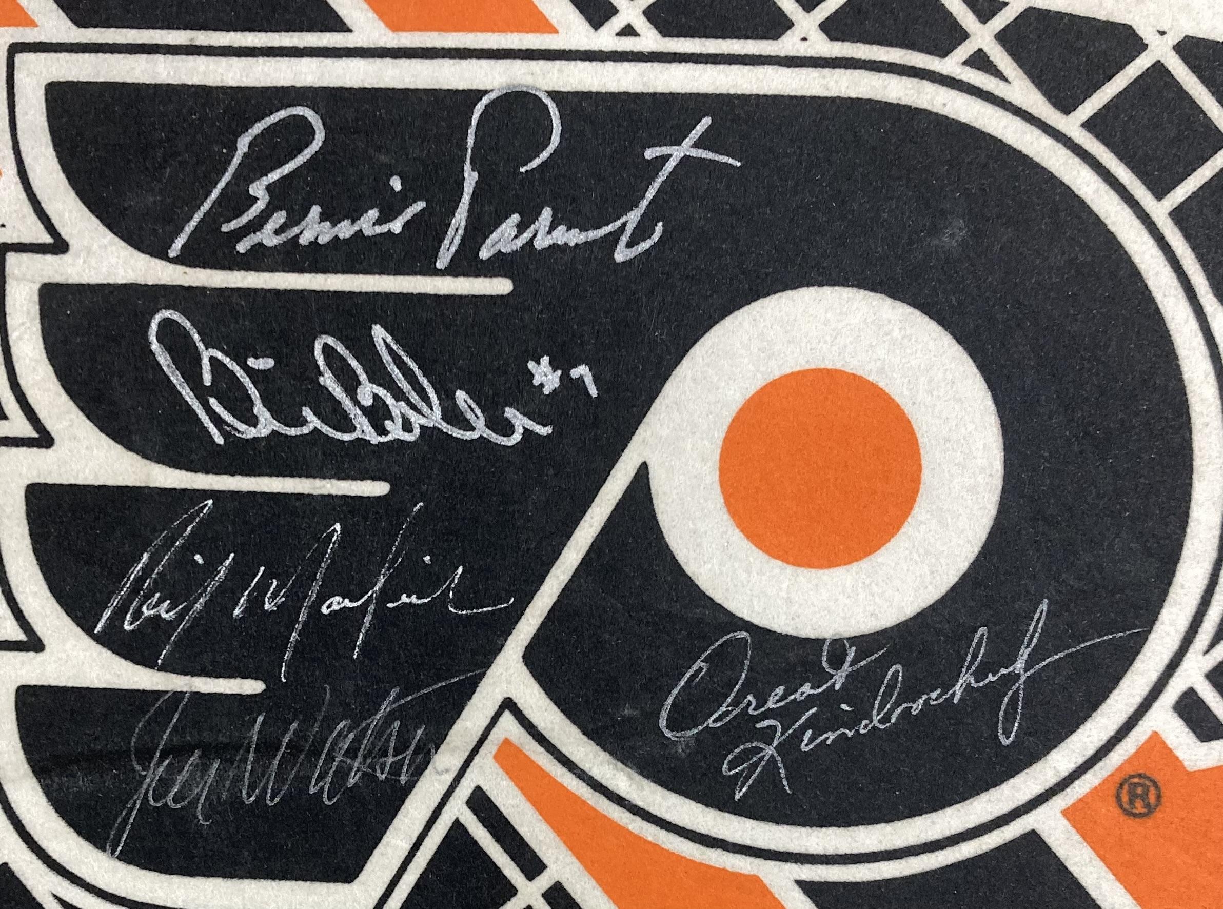 Flyers Legends Team Pennant Signed By (5) with Bernie Parent, Bill ...