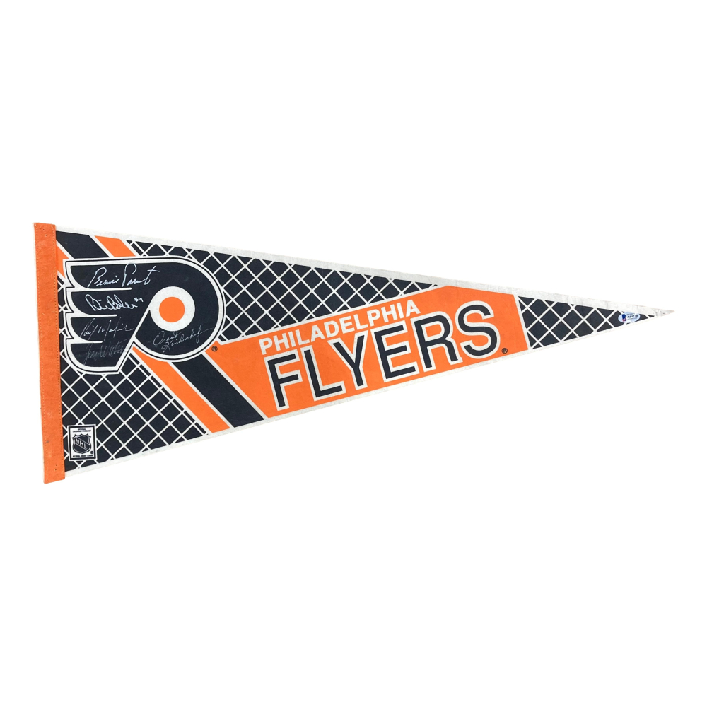 Flyers Legends Team Pennant Signed By (5) with Bernie Parent, Bill ...