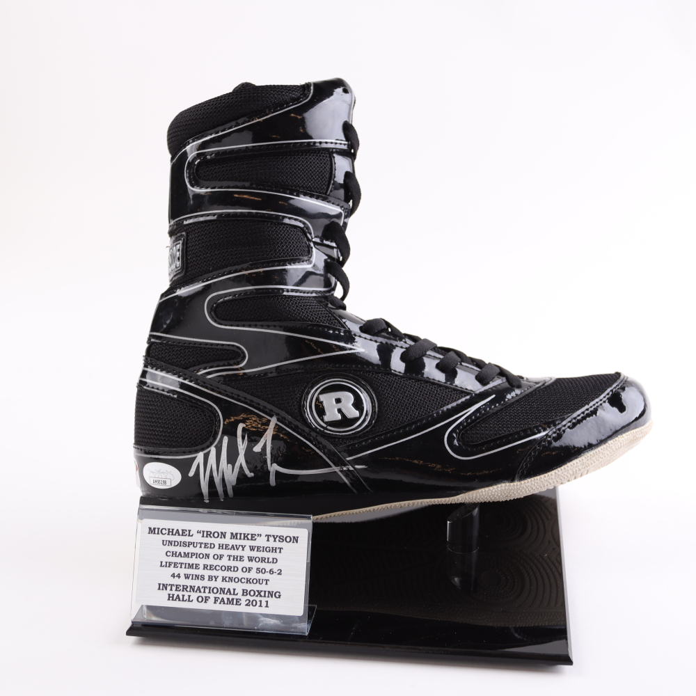 Mike Tyson Signed Ringside Boxing Boot with New Acrylic Display Stand ...