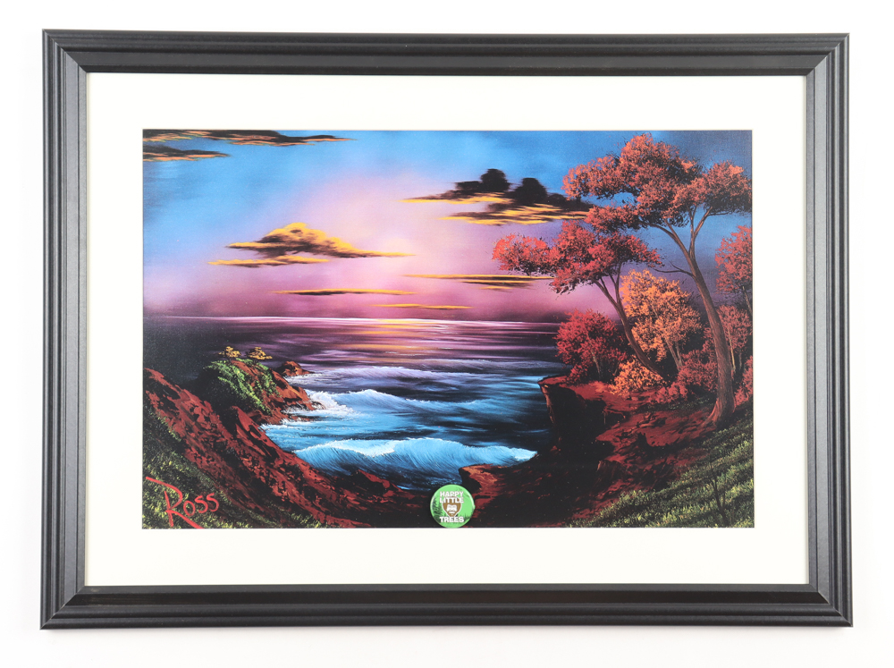 Bob Ross Custom Framed Art Print Display With "Happy Little Trees ...