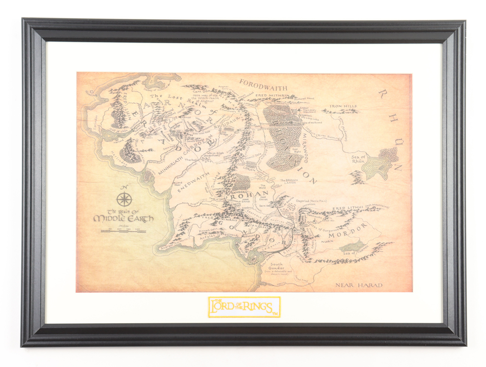 "The Realm Of Middle Earth" Lord Of The Rings Map Custom Framed Art ...