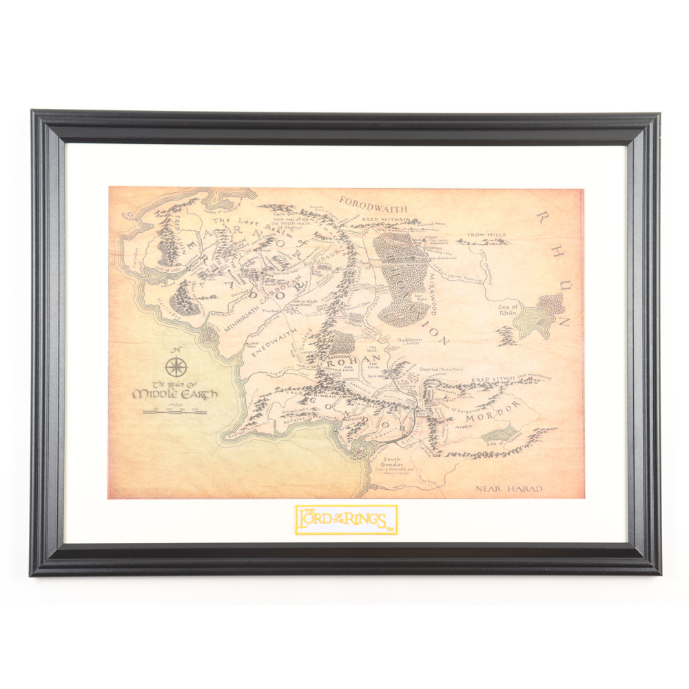 "The Realm Of Middle Earth" Lord Of The Rings Map Custom Framed Art ...
