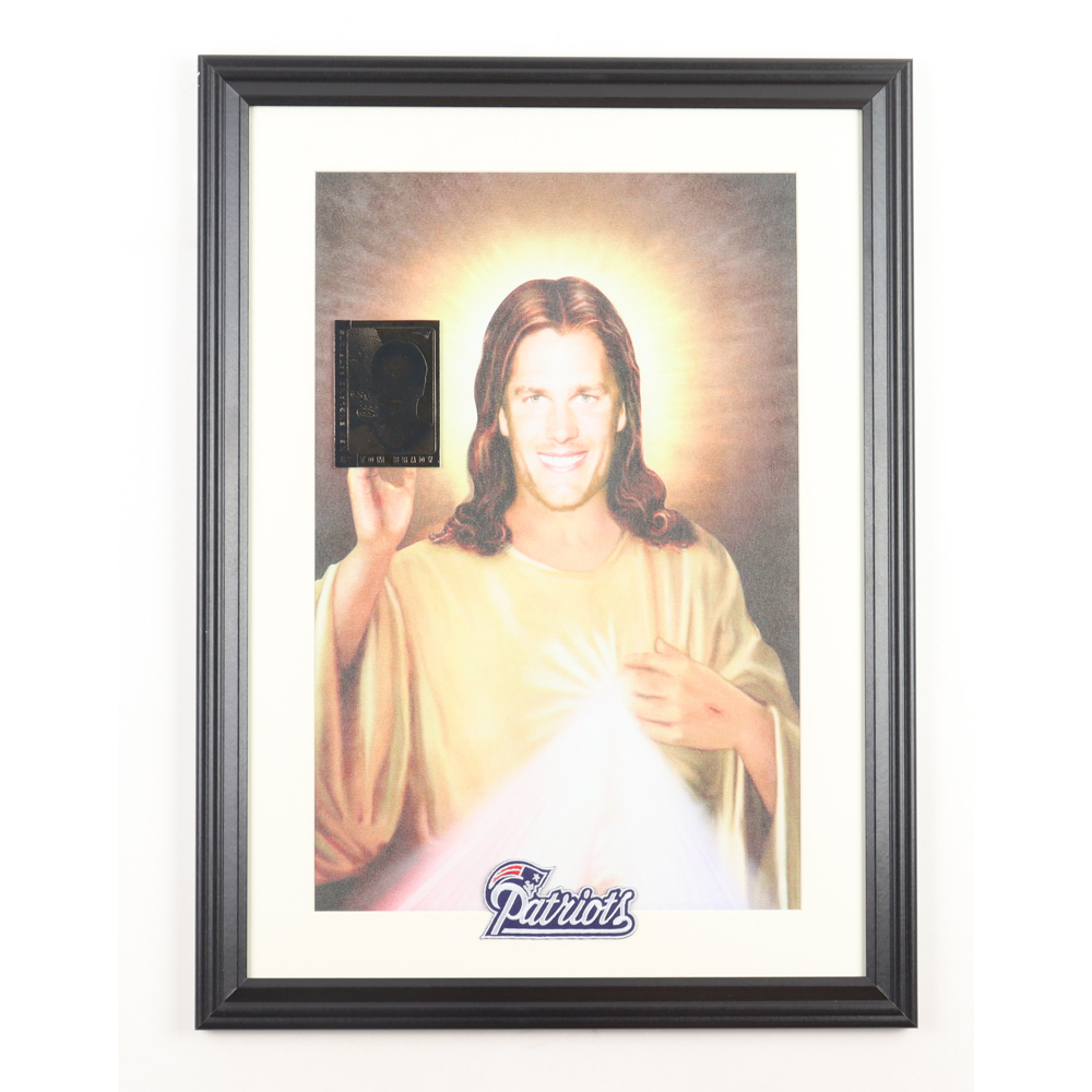 "Tom Brady Jesus" Custom Framed Art Print Display With 2003 23KT Gold ...