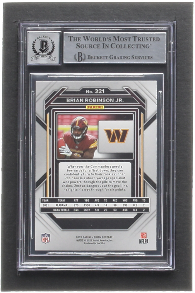 Brian Robinson Jr. Signed 2022 Panini Prizm #321 RC (BGS | Autograph ...
