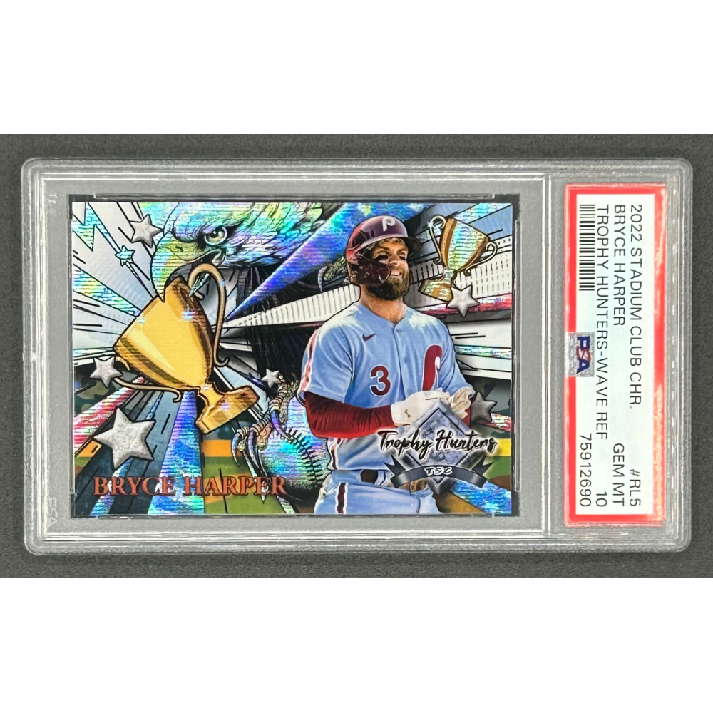 Bryce Harper 2022 Stadium Club Chrome Trophy Hunters Wave Refractors # ...