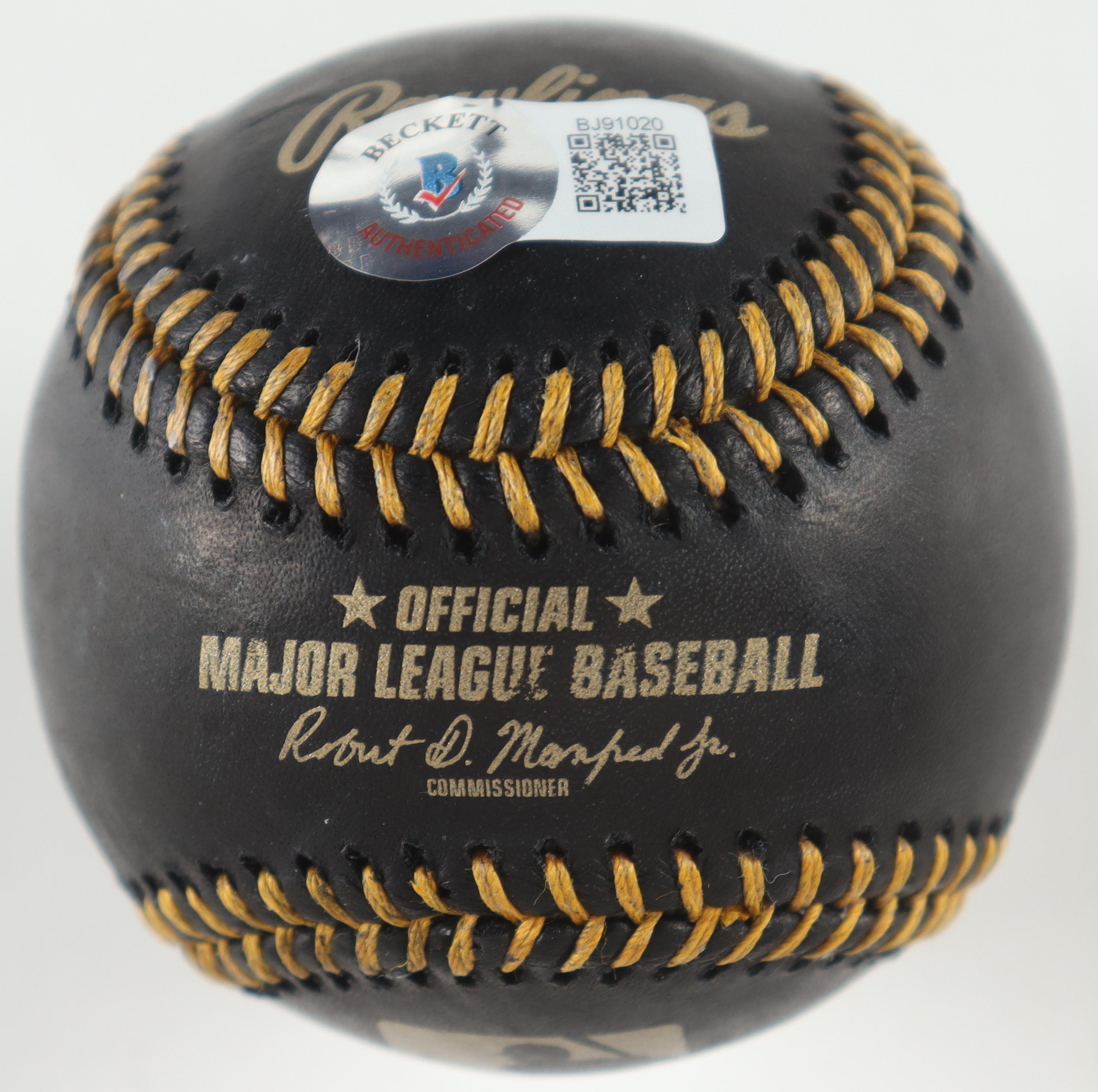 Ken Griffey Jr. Signed OML Black Leather Baseball Inscribed "HOF 96 ...