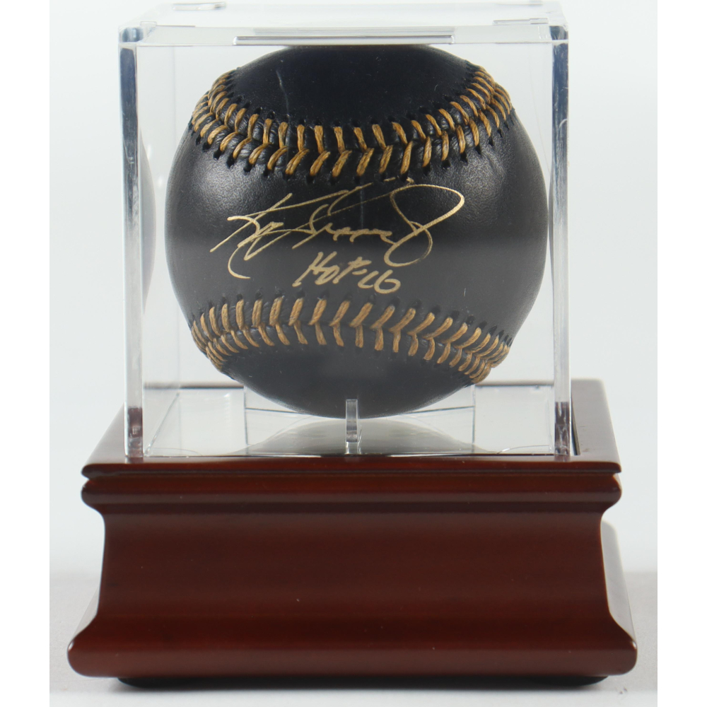Ken Griffey Jr. Signed OML Black Leather Baseball Inscribed "HOF 96 ...