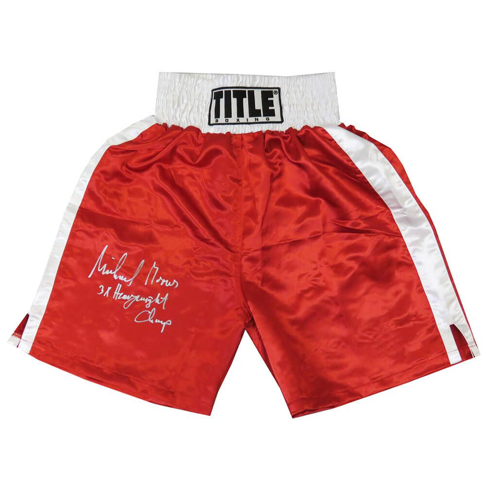 Michael Moorer Signed Title Boxing Trunks Inscribed "3x Heavyweight ...