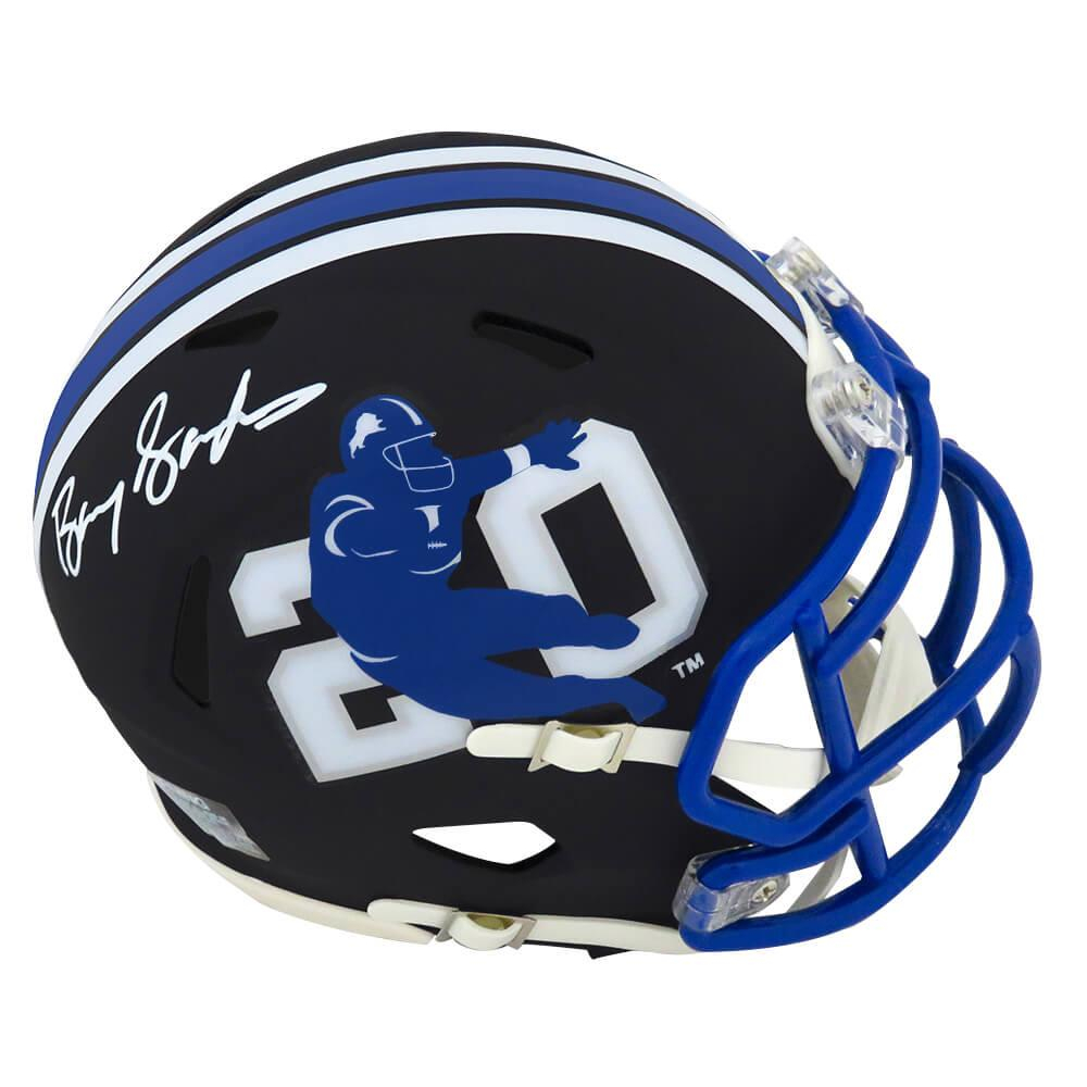 Barry Sanders Signed Sanders Logo Speed Mini Helmet (Schwartz ...
