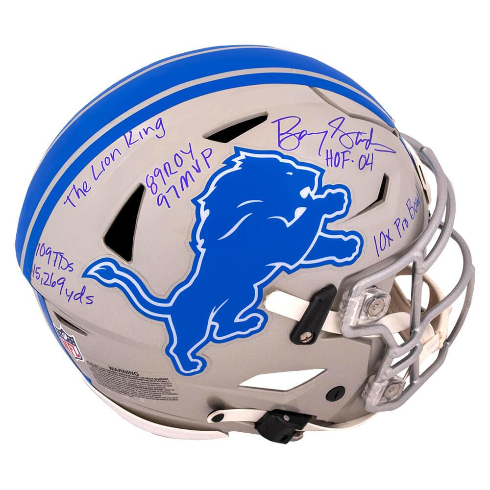 Barry Sanders Signed Lions Full-Size Authentic On-Field SpeedFlex ...