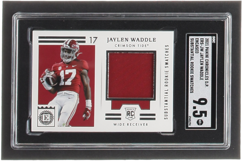 Jaylen Waddle 2021 Panini Chronicles Draft Picks Encased Substantial Rookie Swatches #37 RC (SGC ...