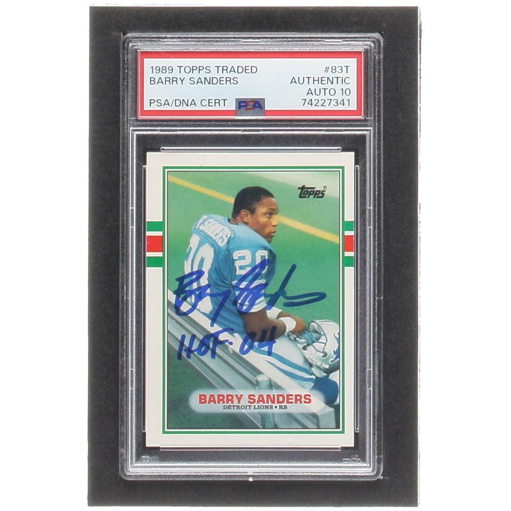 Barry Sanders Signed 1989 Topps Traded #83T RC Inscribed "HOF 04" (PSA ...