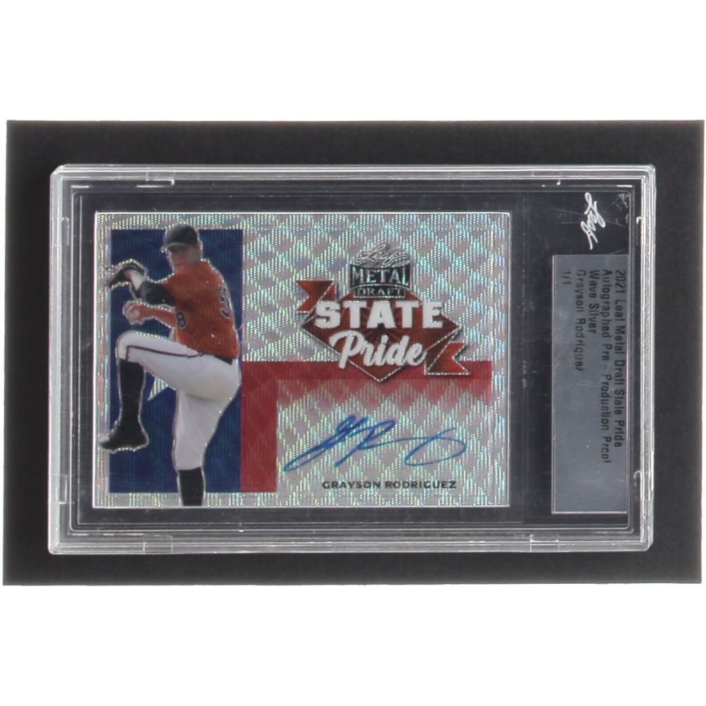 Grayson Rodriguez 2021 Leaf Metal Draft State Pride Wave Silver ...