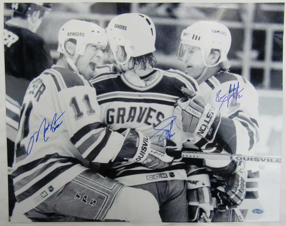 Adam Graves, Brian Leetch & Mark Messier Signed 16x20 Photo (Steiner ...