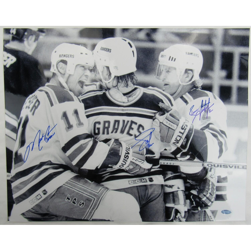 Adam Graves, Brian Leetch & Mark Messier Signed 16x20 Photo (Steiner ...