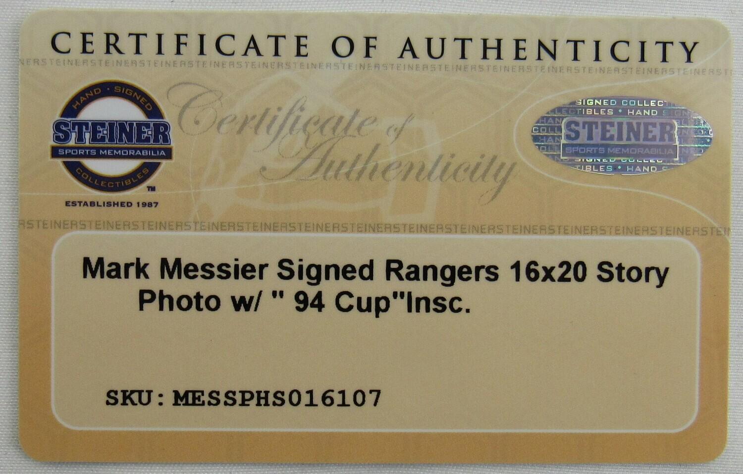 Mark Messier Signed 16x20 Photo with Extensive Inscription (Steiner ...