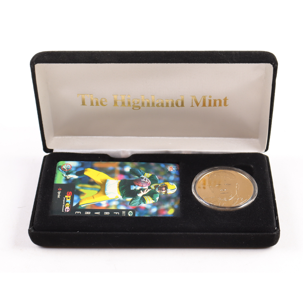 Highland Mint Brett Favre LE 24K Gold Planted Mint Coin with Brett ...