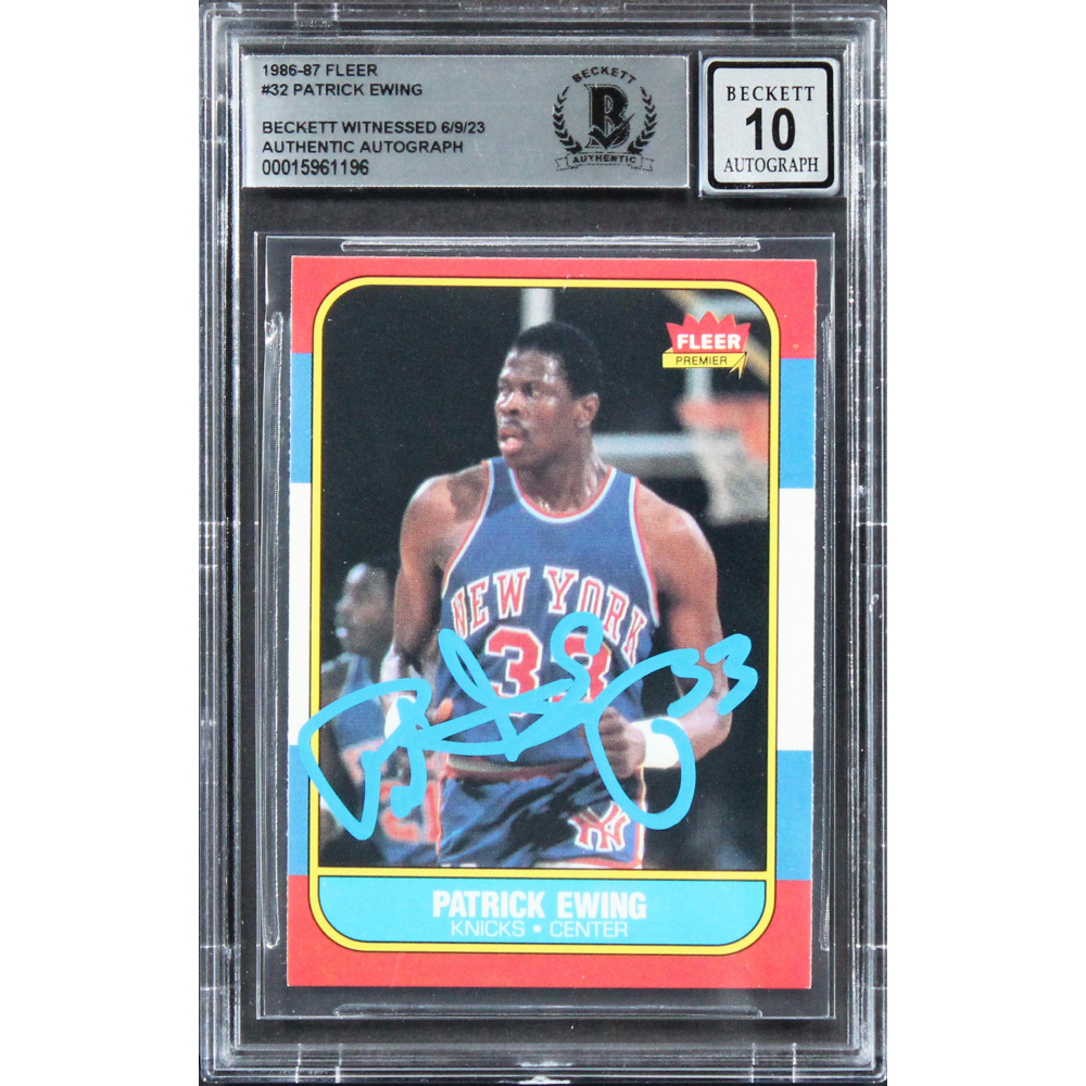 Patrick Ewing Signed 1986-87 Fleer #32 RC (BGS | Autograph Graded 10 ...