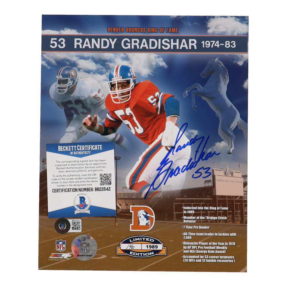Randy Gradishar Signed Broncos 8x10 Photo (Beckett) | Pristine Auction