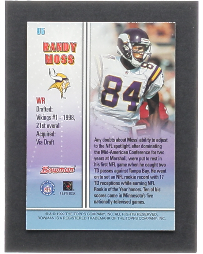 Randy Moss 1999 Bowman Late Bloomers / Early Risers #U5 | Pristine Auction