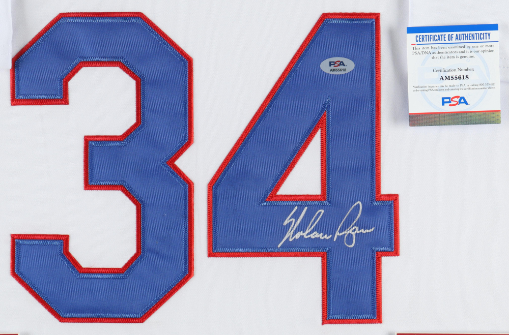 Nolan Ryan Signed Custom Framed Jersey Display With (2) Player ...