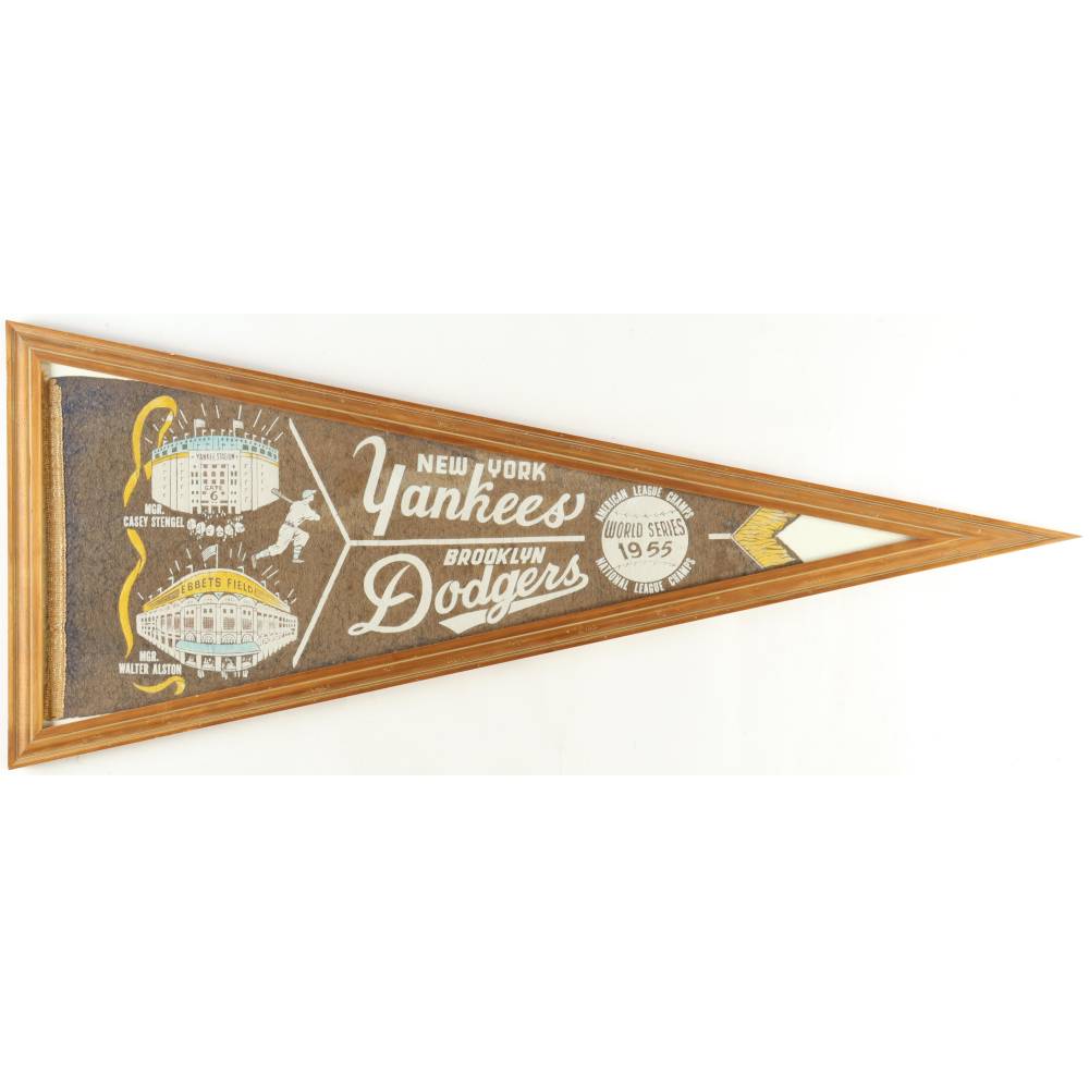 Yankees Dodgers 1955 World Series Custom Framed Vintage Pennant Display ...