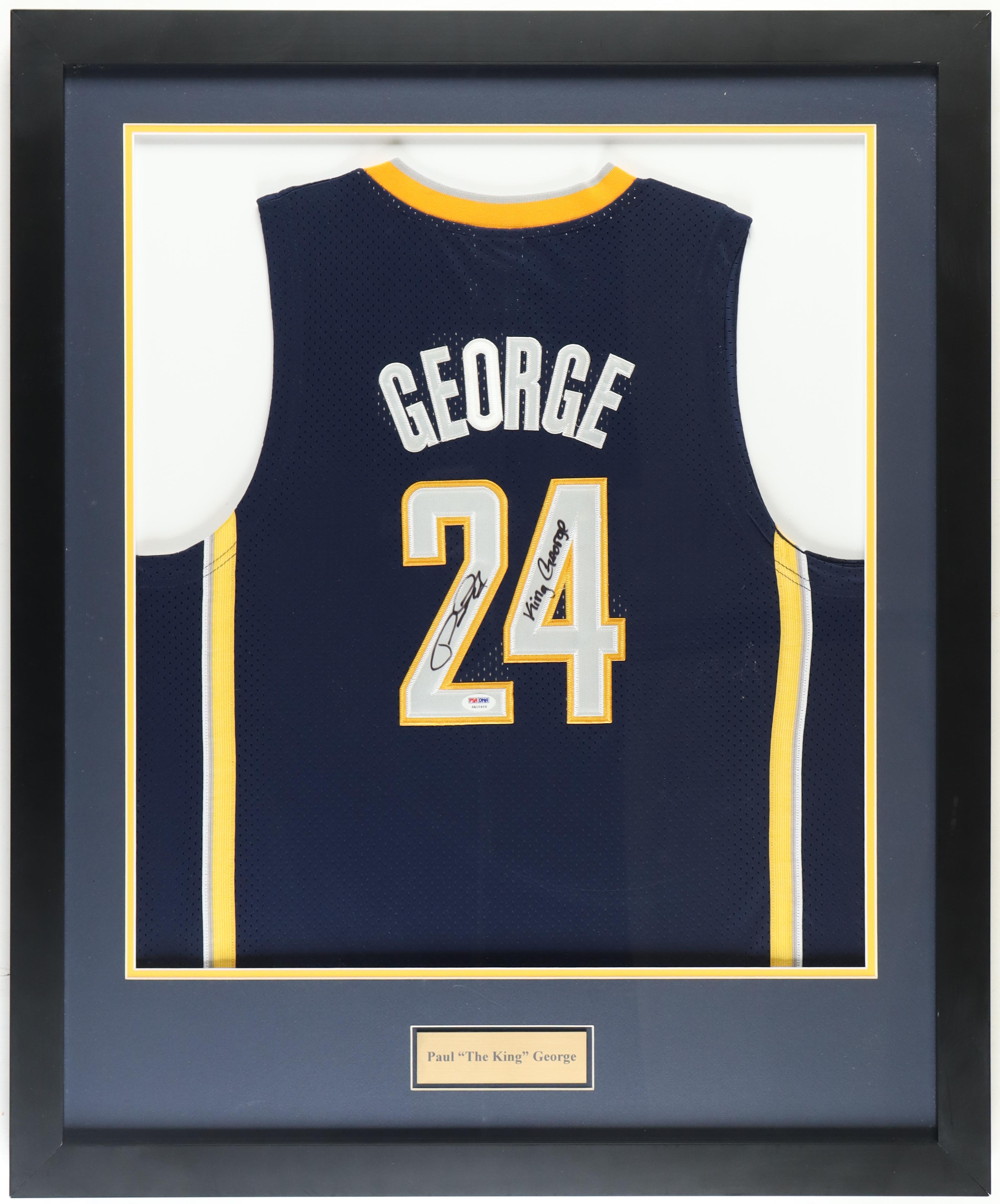 Paul George Signed Custom Framed Jersey Display Inscribed "King George ...