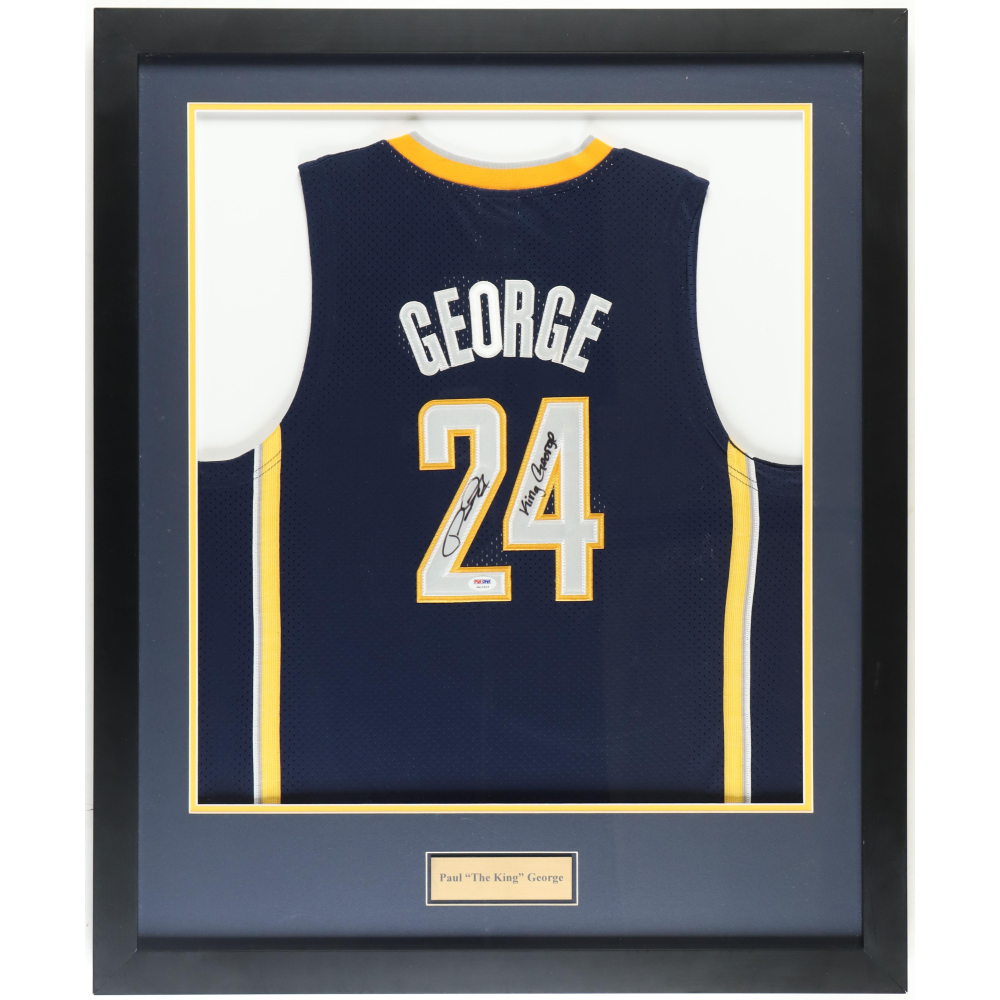Paul George Signed Custom Framed Jersey Display Inscribed "King George ...