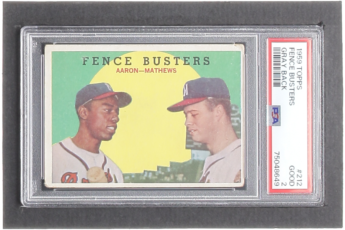 Hank Aaron / Eddie Mathews 1959 Topps #212 Fence Busters (PSA 2 ...