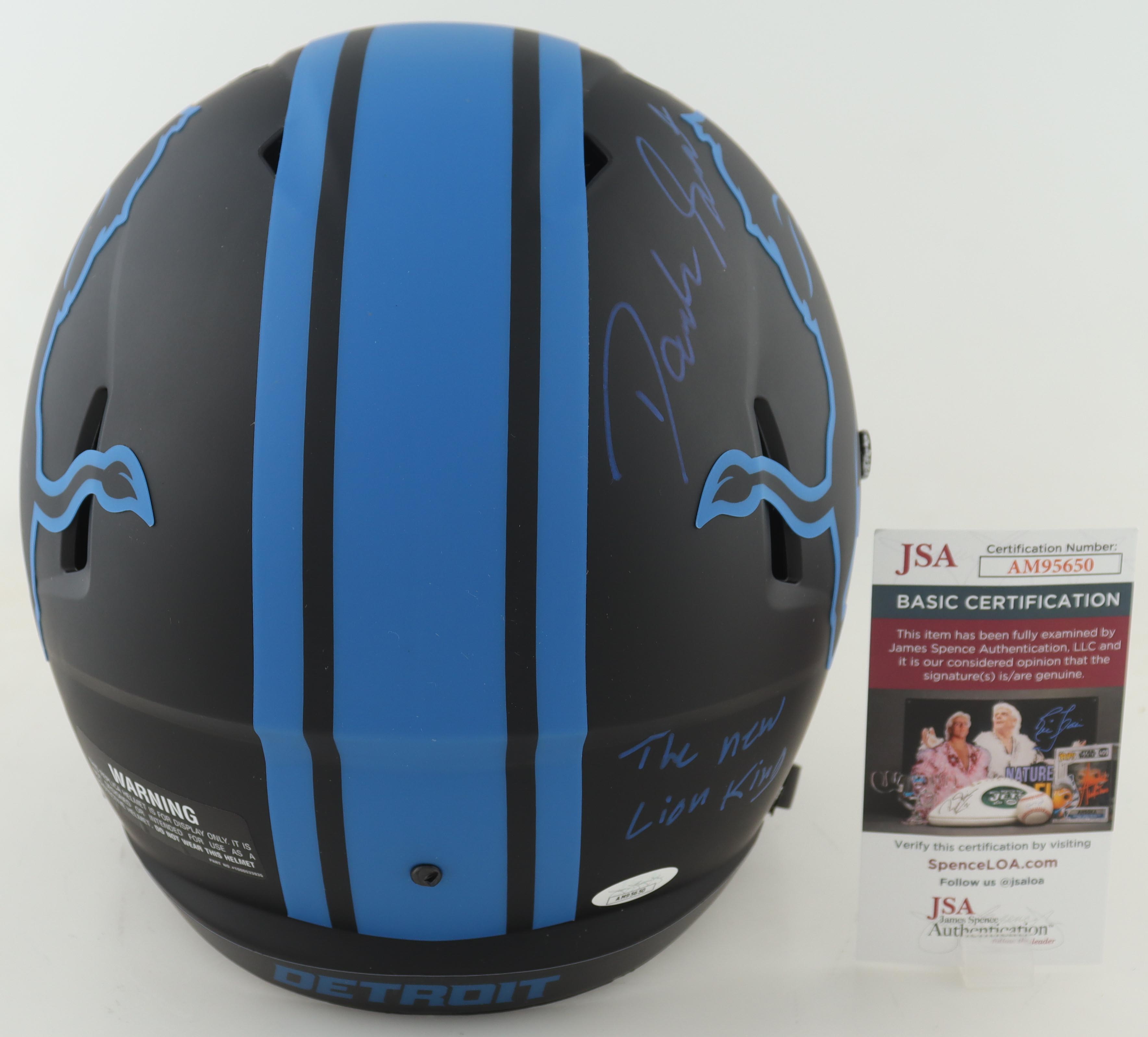 D'Andre Swift Signed Lions Full-Size Eclipse Alternate Speed Helmet ...