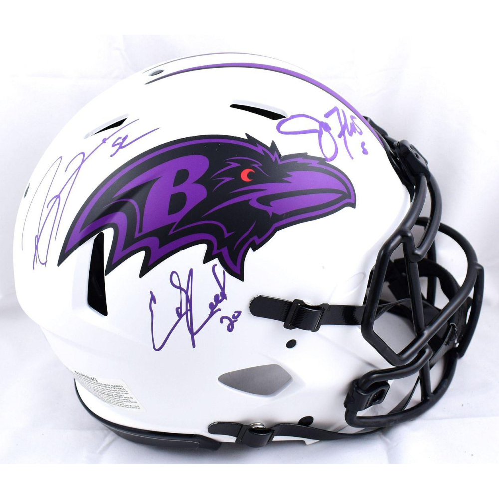 Ray Lewis, Ed Reed & Joe Flacco Signed Ravens Full-Size Authentic On ...
