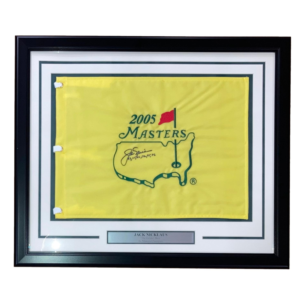 Jack Nicklaus Signed 2008 Masters Custom Framed Pin Flag Display ...
