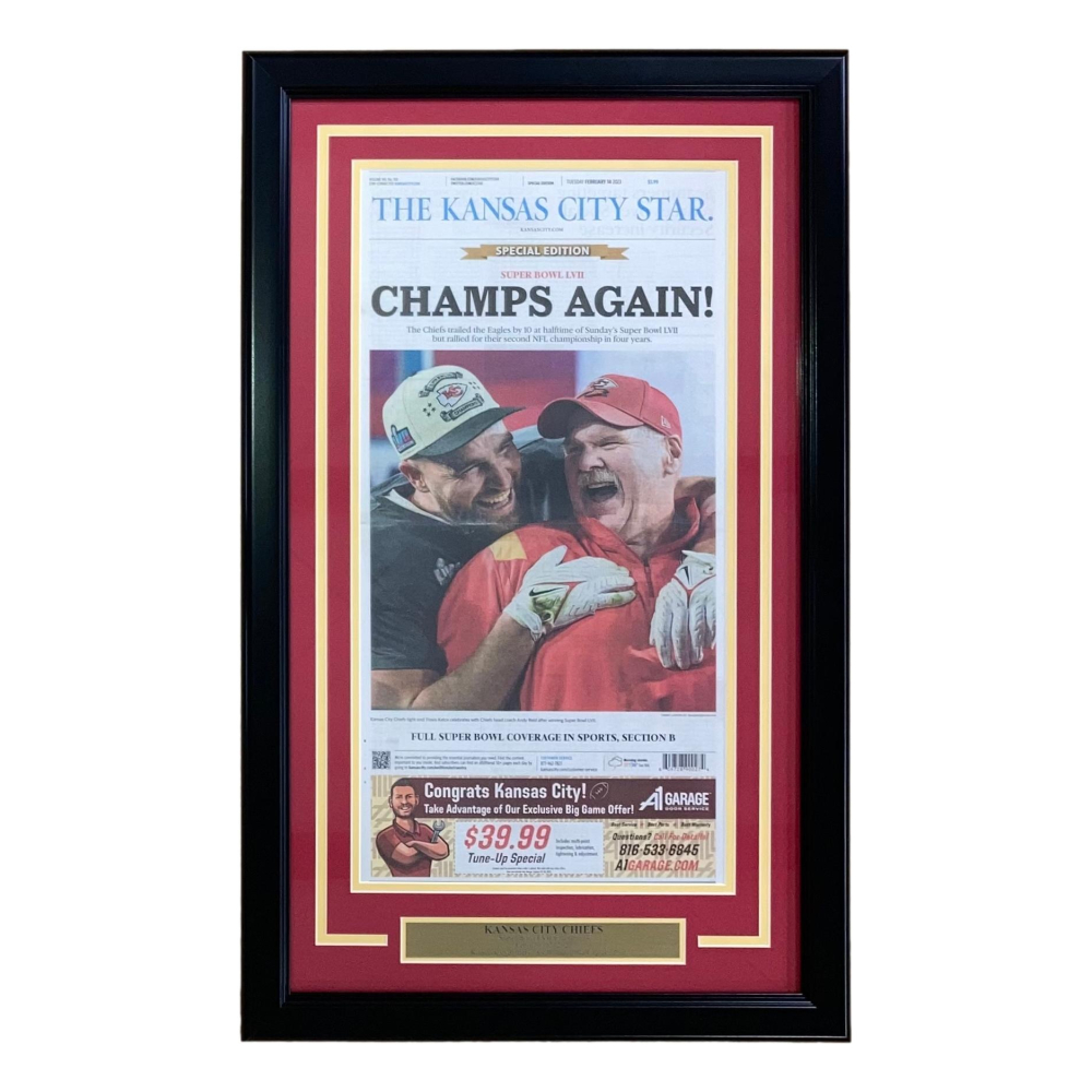 Chiefs Super Bowl LVII Champions Custom Framed Commemorative Newspaper ...