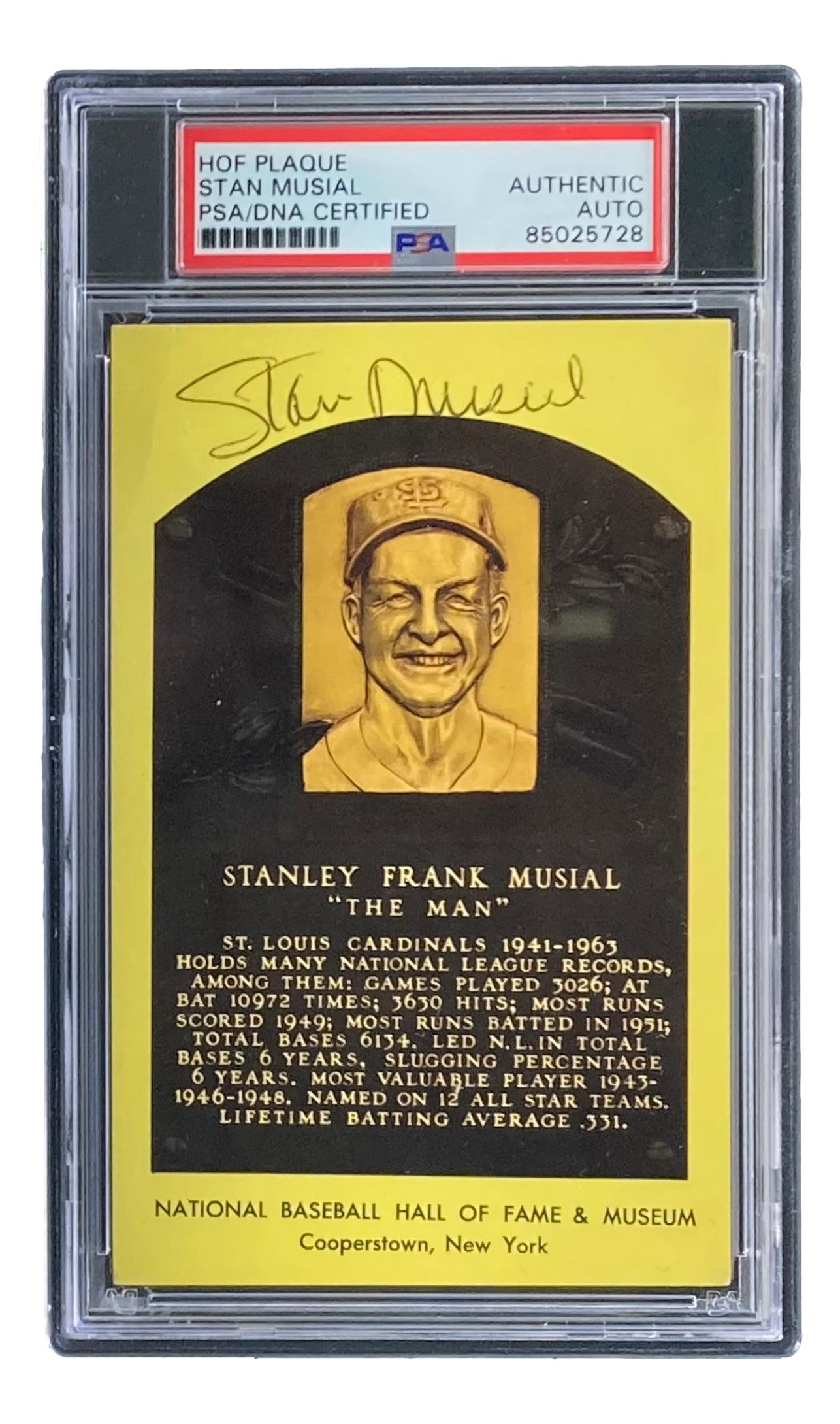 Stan Musial Signed Hall of Fame Plaque Postcard (PSA) | Pristine Auction