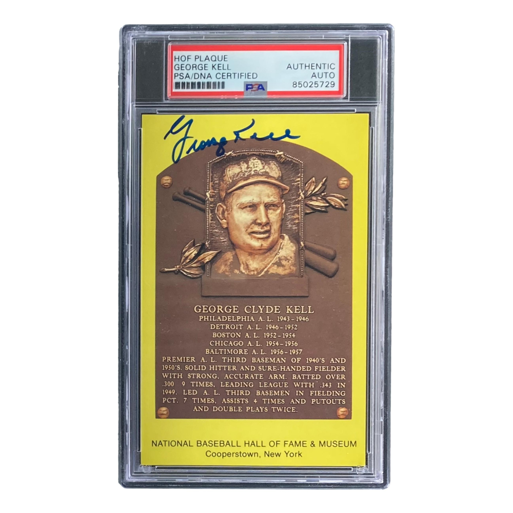 George Kell Signed Hall of Fame Plaque Postcard (PSA) | Pristine Auction