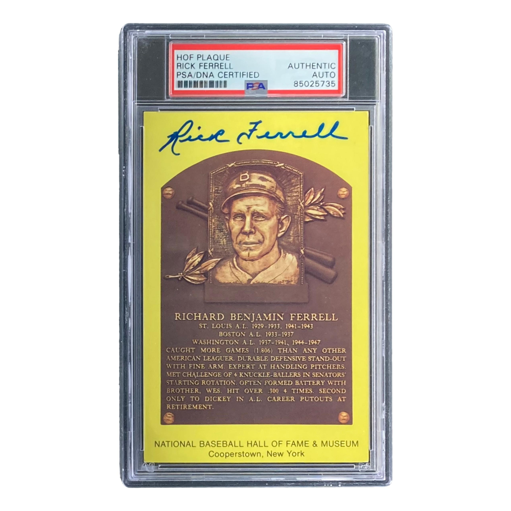 Rick Ferrell Signed Hall of Fame Plaque Postcard (PSA) | Pristine Auction