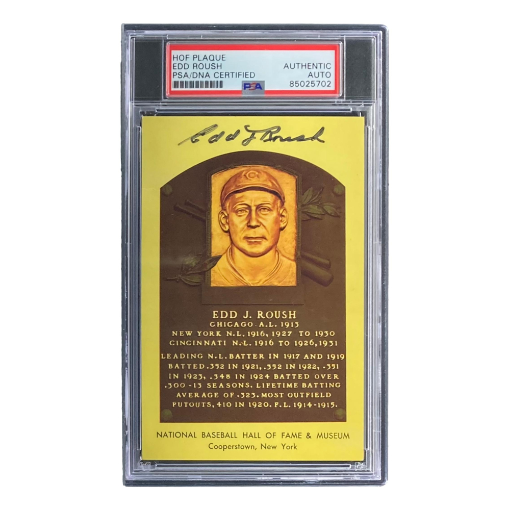Edd Roush Signed Hall of Fame Plaque Postcard (PSA) | Pristine Auction
