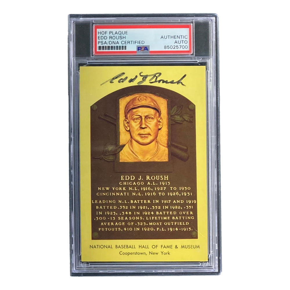 Edd Roush Signed Hall of Fame Plaque Postcard (PSA) | Pristine Auction