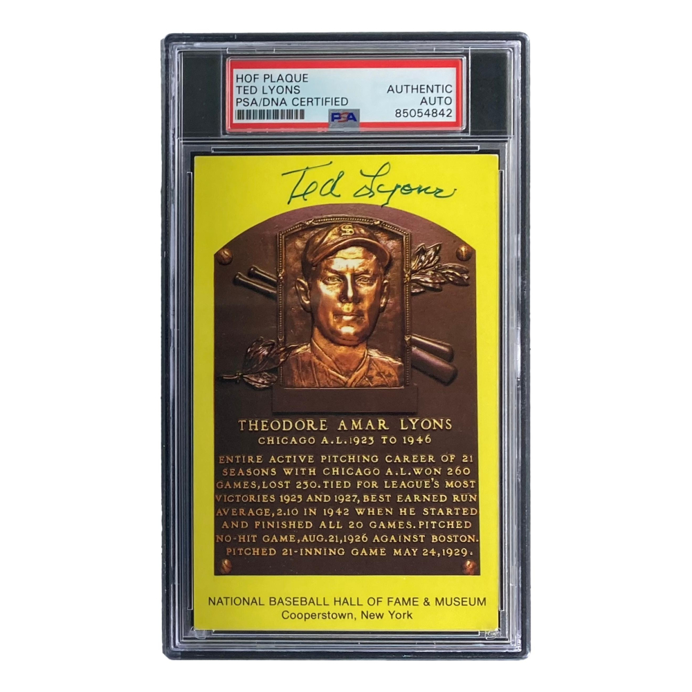 Ted Lyons Signed Hall of Fame Plaque Postcard (PSA) | Pristine Auction