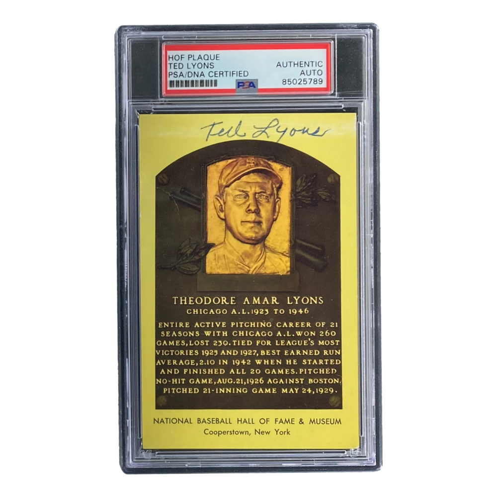 Ted Lyons Signed Hall of Fame Plaque Postcard (PSA) | Pristine Auction