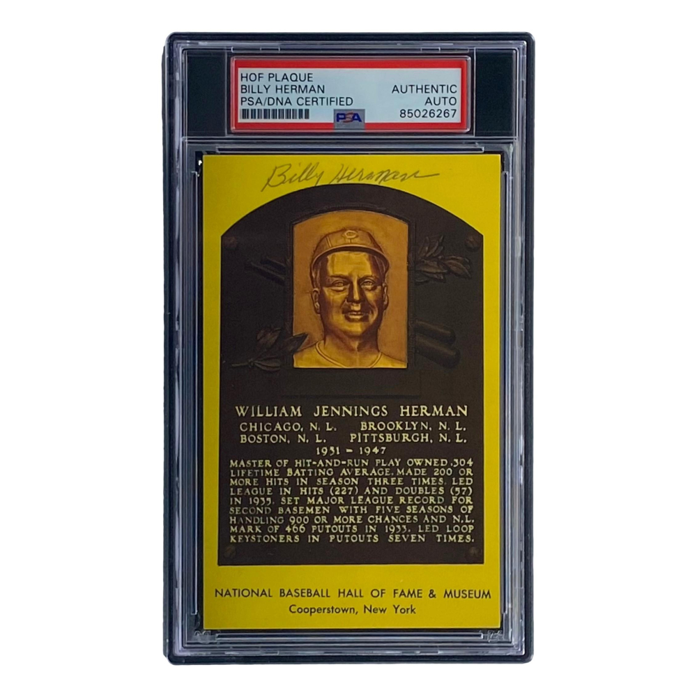 Billy Herman Signed Hall of Fame Plaque Postcard (PSA) | Pristine Auction