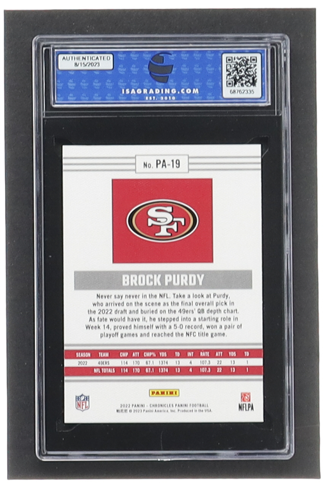 Brock Purdy 2022 Panini Chronicles Panini #19 RC (ISA 10) | Pristine ...