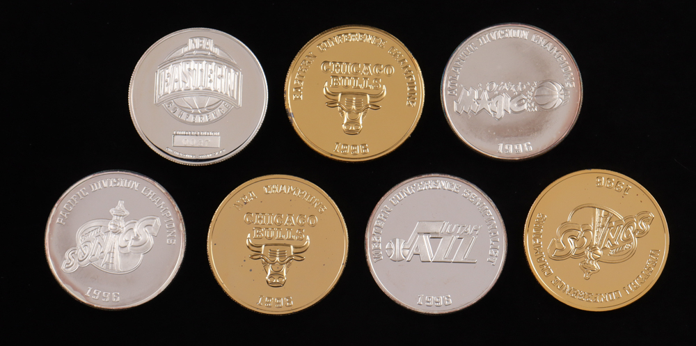 1996 NBA Playoffs LE Commemorative Set With (7) Fine Silver Coins ...