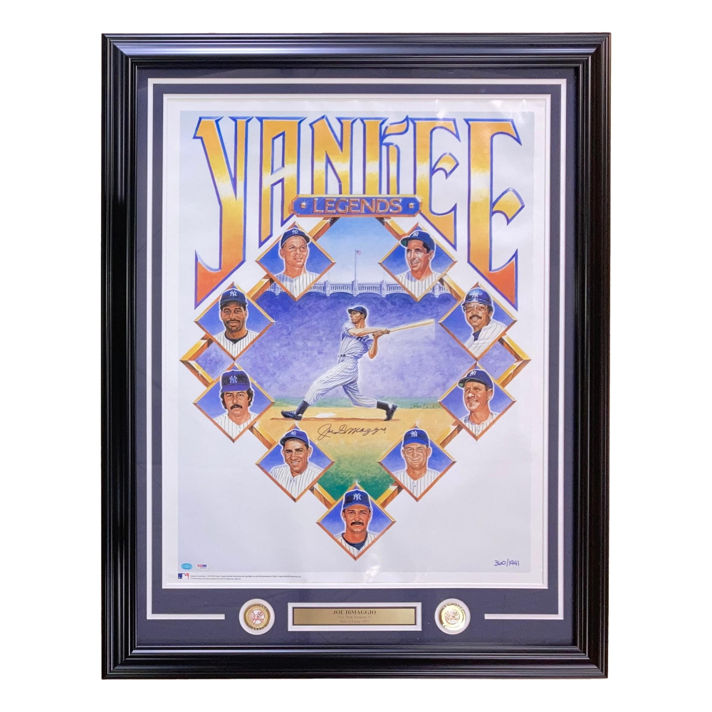 Joe DiMaggio Signed Yankees Custom Framed Poster (PSA) | Pristine Auction